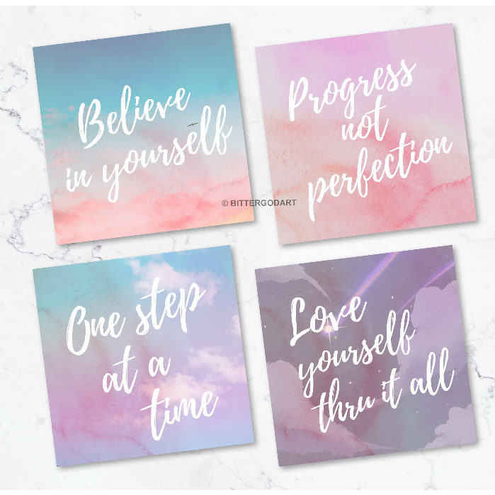 Pastel Sky Motivational Positive Quotes Cards | Shopee Singapore