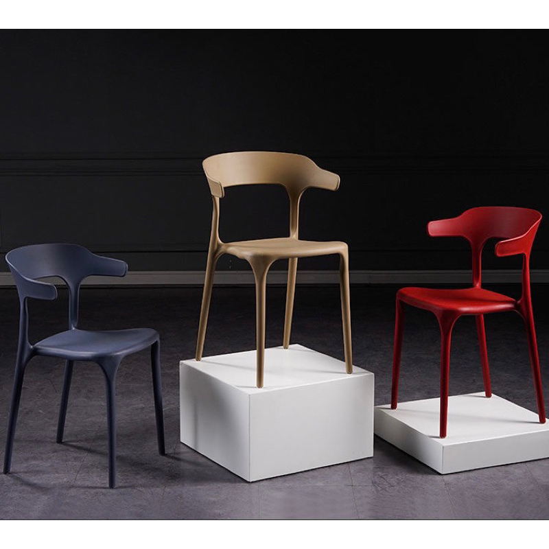 Dining Chair Horn Chair Nordic Plastic Chair PP Chairs Black Grey White ...