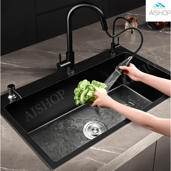 [SG Stock] Black Sink 304 Stainless Steel Kitchen Nano Sink Single ...