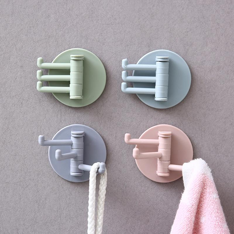 3 Way Hook Hanger Wall Mounted Folding Rotate Hook Adhesive 多功能收纳挂钩 ...