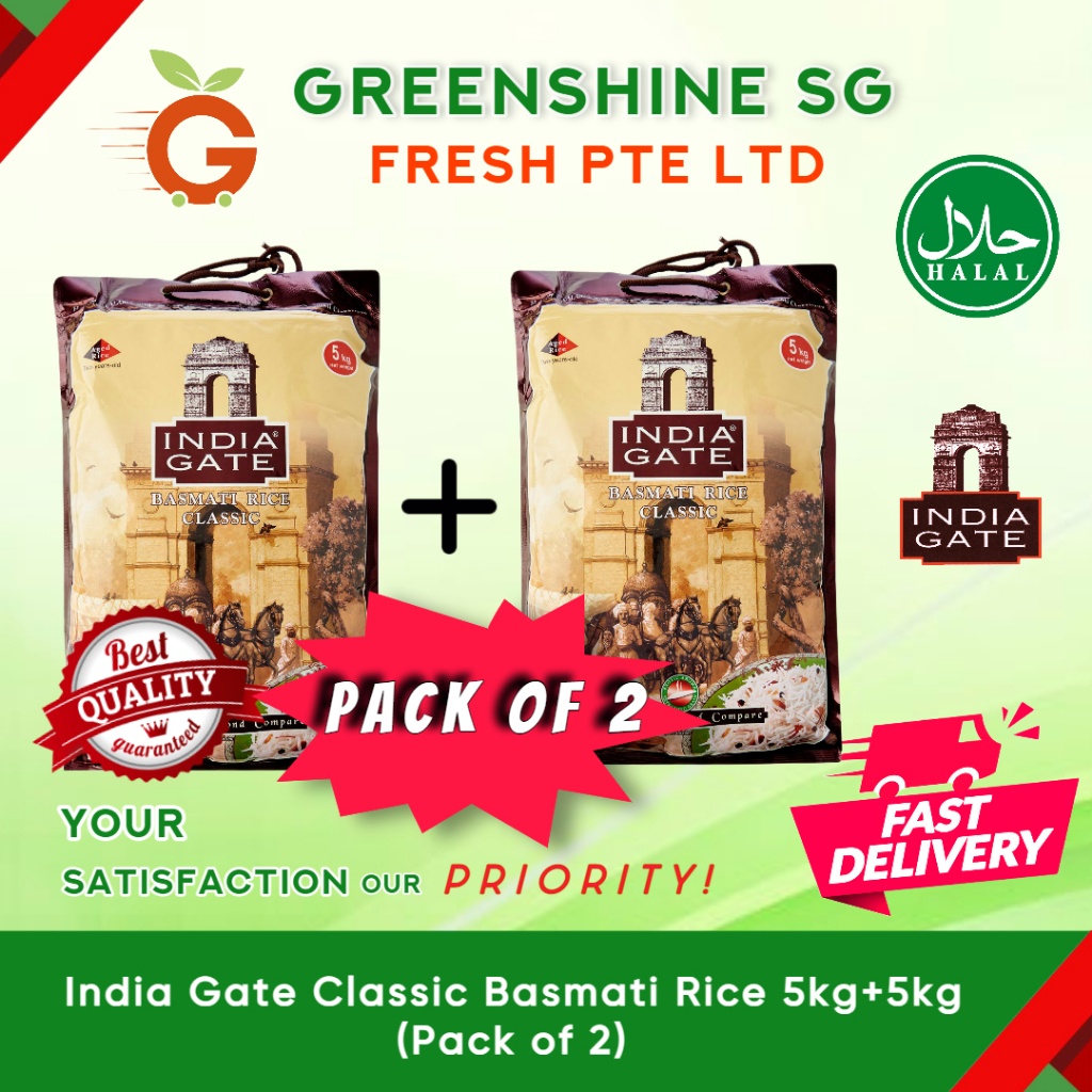 India Gate Classic Basmati Rice 5kg+5kg (Pack of 2) | Shopee Singapore