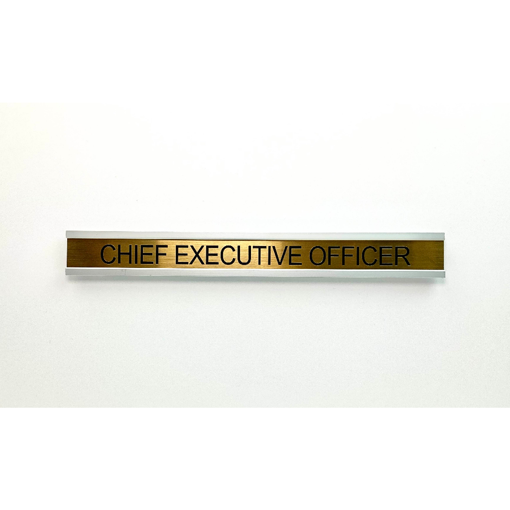 Aluminium Holder & Text on Gravoply Plate (250mm x 30mm) | BLACK TEXT ...