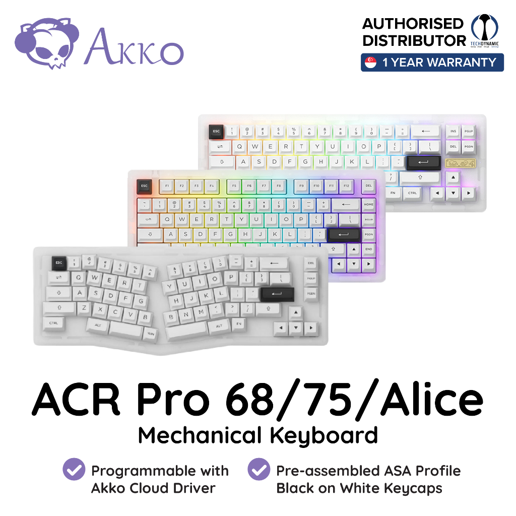 AKKO ACR PRO 68, 75, Alice Plus, Alice Spray Painted Acrylic White pre ...