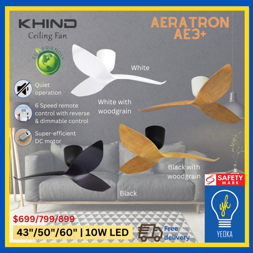 [YEOKA LIGHTS & BATH] KHIND AERATRON AE3+ CEILING FAN 43/50/60 Inch ...