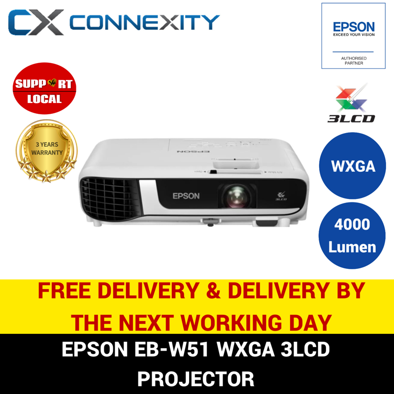 Epson EB-W51 WXGA 3LCD Projector Epson Projectors W51 Portable ...