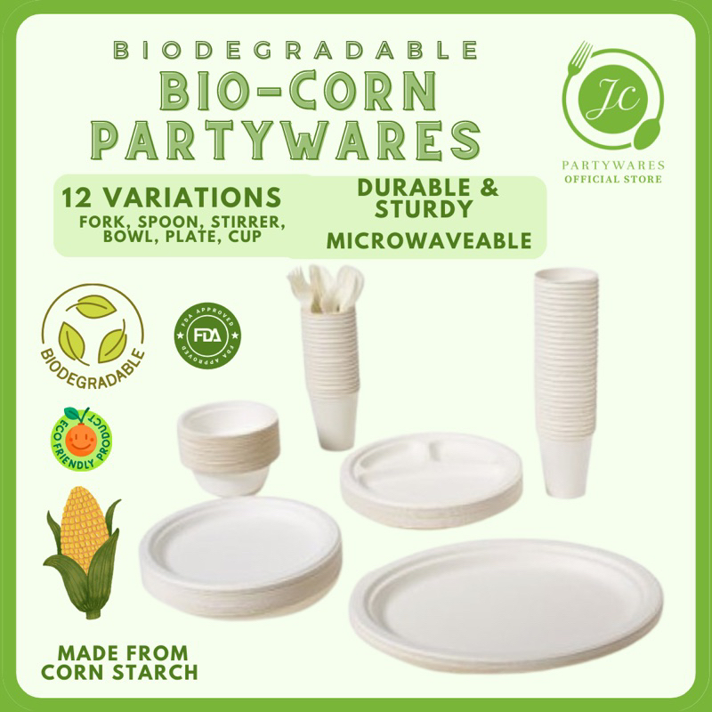 SG INSTOCK - 50 pcs Biodegradable Bio-corn Partywares Eco Bio-Corn ...
