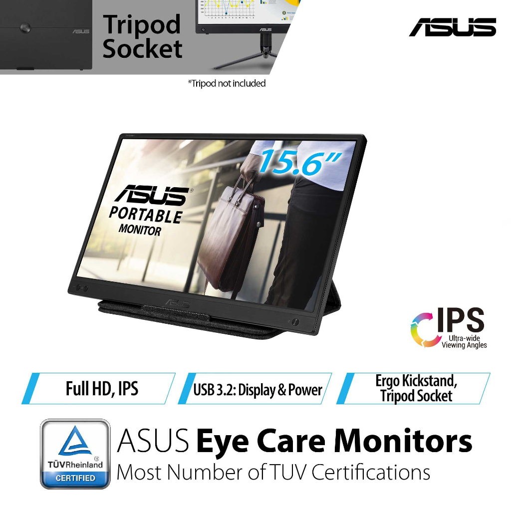 ASUS ZenScreen MB166B Portable USB Monitor - 15.6 inch Full HD, IPS ...