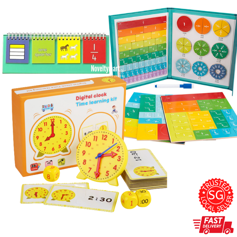 Kids Magnetic Fraction Learning Math Toys Wooden Fraction Book Set ...