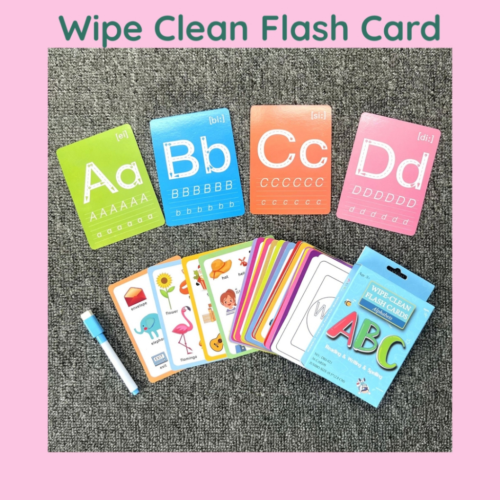[READY STOCK]Flash Card Wipe Clean Flash Card with Pen Alphabets ...