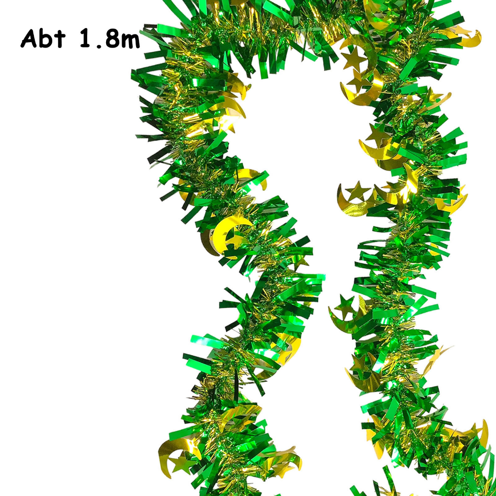 Partyforte Hari Raya 6 Feet Crescent Star Tinsel Garland Decoration ...