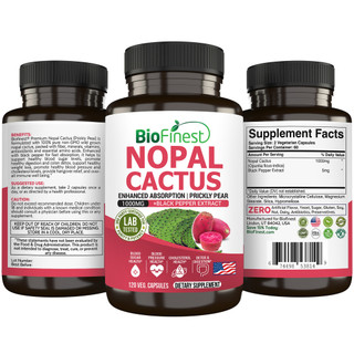 Biofinest Nopal Cactus 1000mg Supplement Prickly Pear Digestion Weight ...