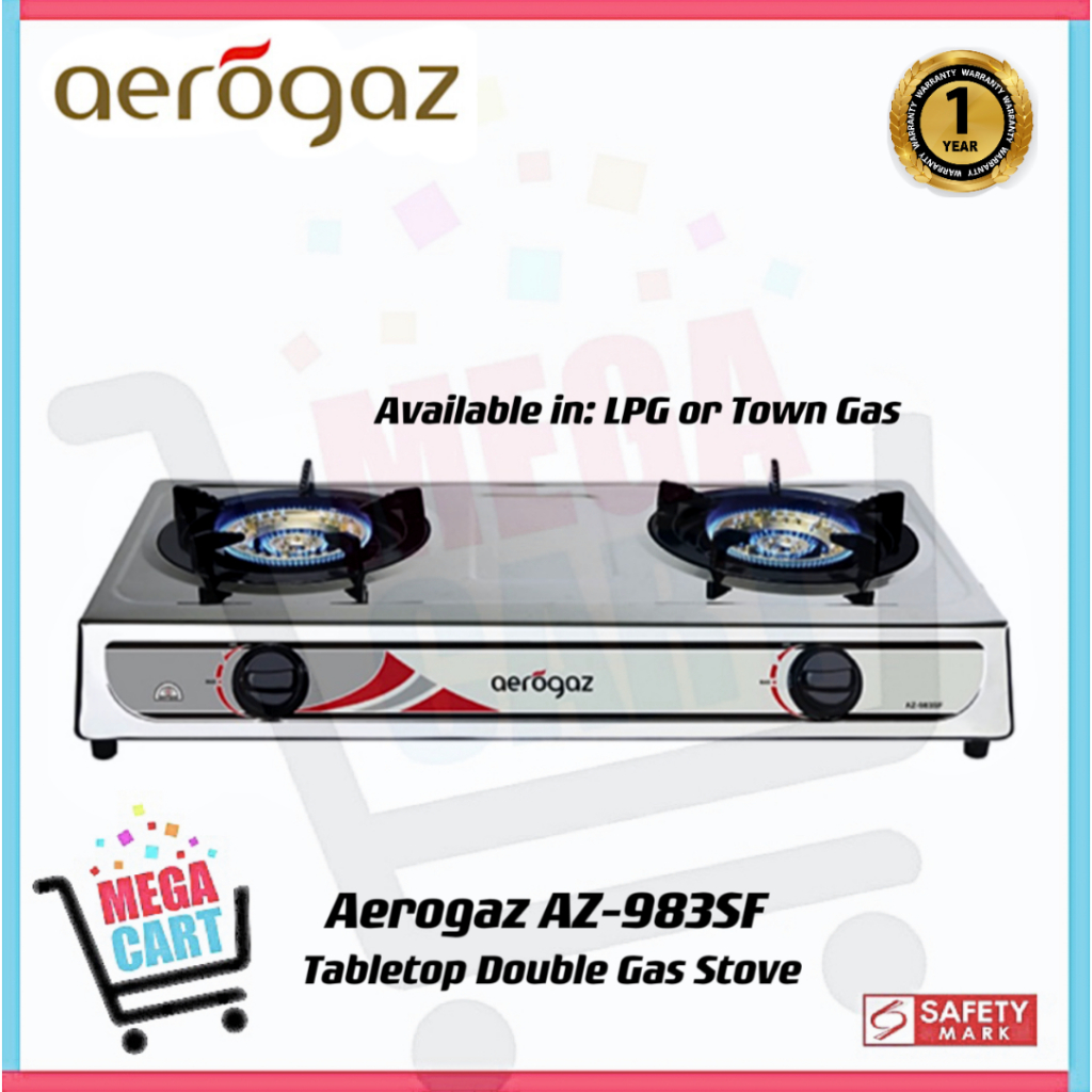 Aerogaz Tabletop Double Gas Stove AZ-983SF (1 Year Warranty) | Shopee ...