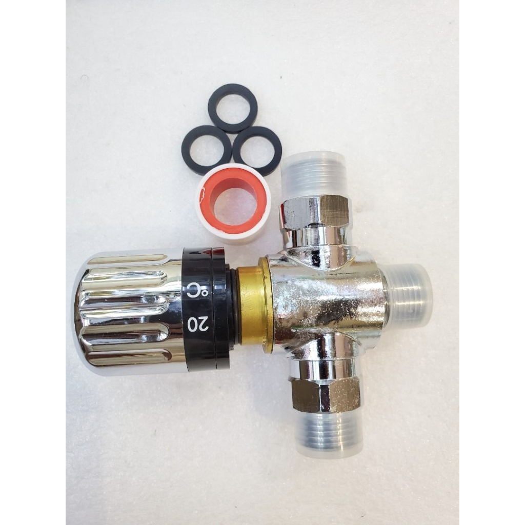 3-Way Thermostatic Mixing Valve Solid Brass G1/2 NPS Male Connections ...