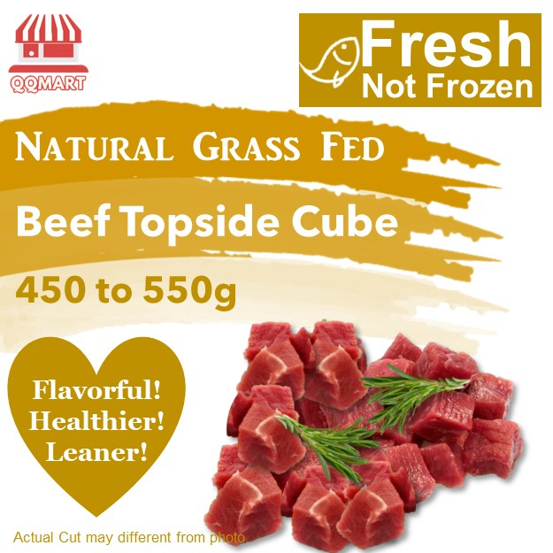 QQMart Australia Natural Grass Fed Beef Topside Cube (Fresh Beef Not ...