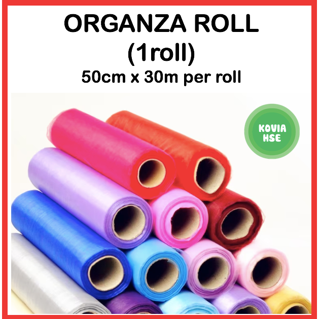 FABRIC ORGANZA Fabric Organza Tulle Roll (1 ROLL OF 50cm width x ...