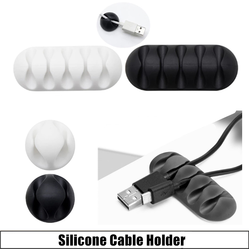 【SG Seller】Silicone USB Cable Organizer Cable Winder Desktop Tidy Management Clips Cable Holder ...