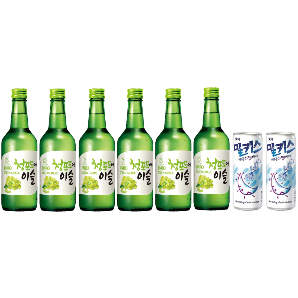 Jinro Soju - GREEN GRAPE - 6 Pack Bundle - 13% abv (06 x 360ml Bottle ...