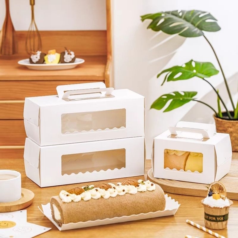 [SG SELLER 🇸🇬] Swiss Roll Cake Box/Log Cake Box w/Insert/Window Cake ...