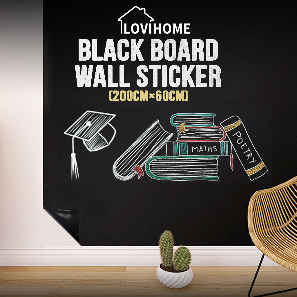 SG PVC Blackboard Sticker 200x60cm - Chalkboard Black Writing Drawing ...