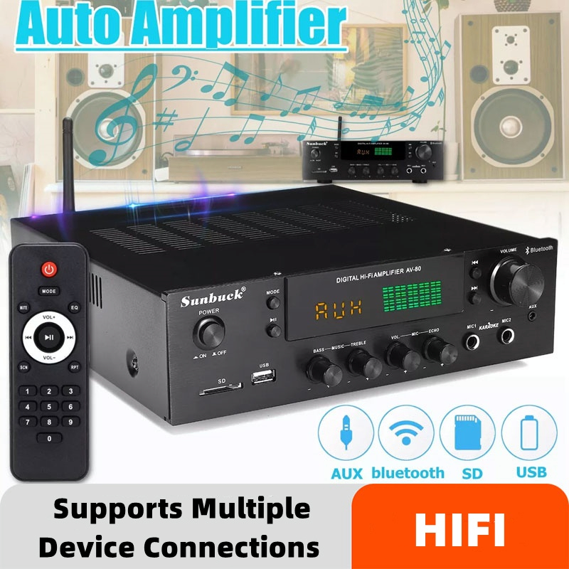 SUNBUCK Home Theater Audio Amplifier HiFi Bluetooth Power Amplifiers ...