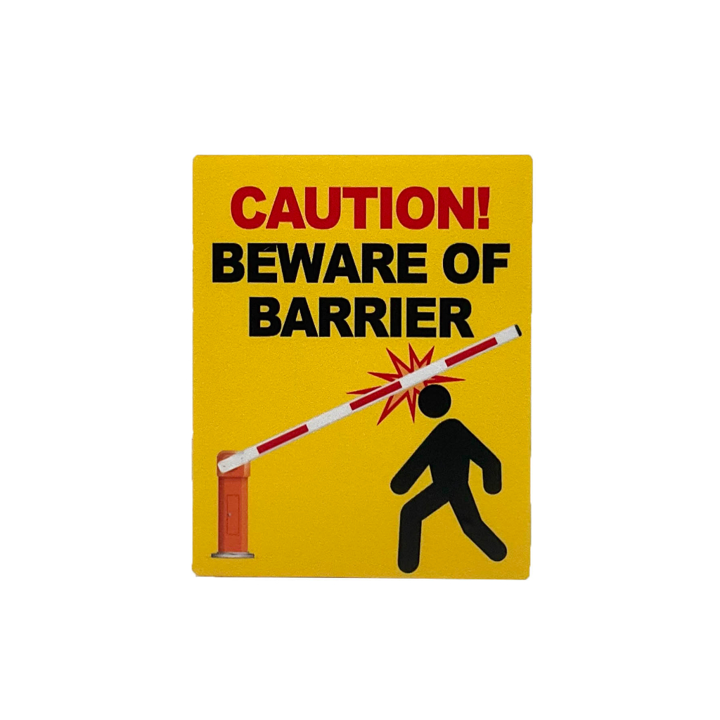 CAUTION! BEWARE OF BARRIER SIGNAGE ( 80mm x 100mm ) | Shopee Singapore