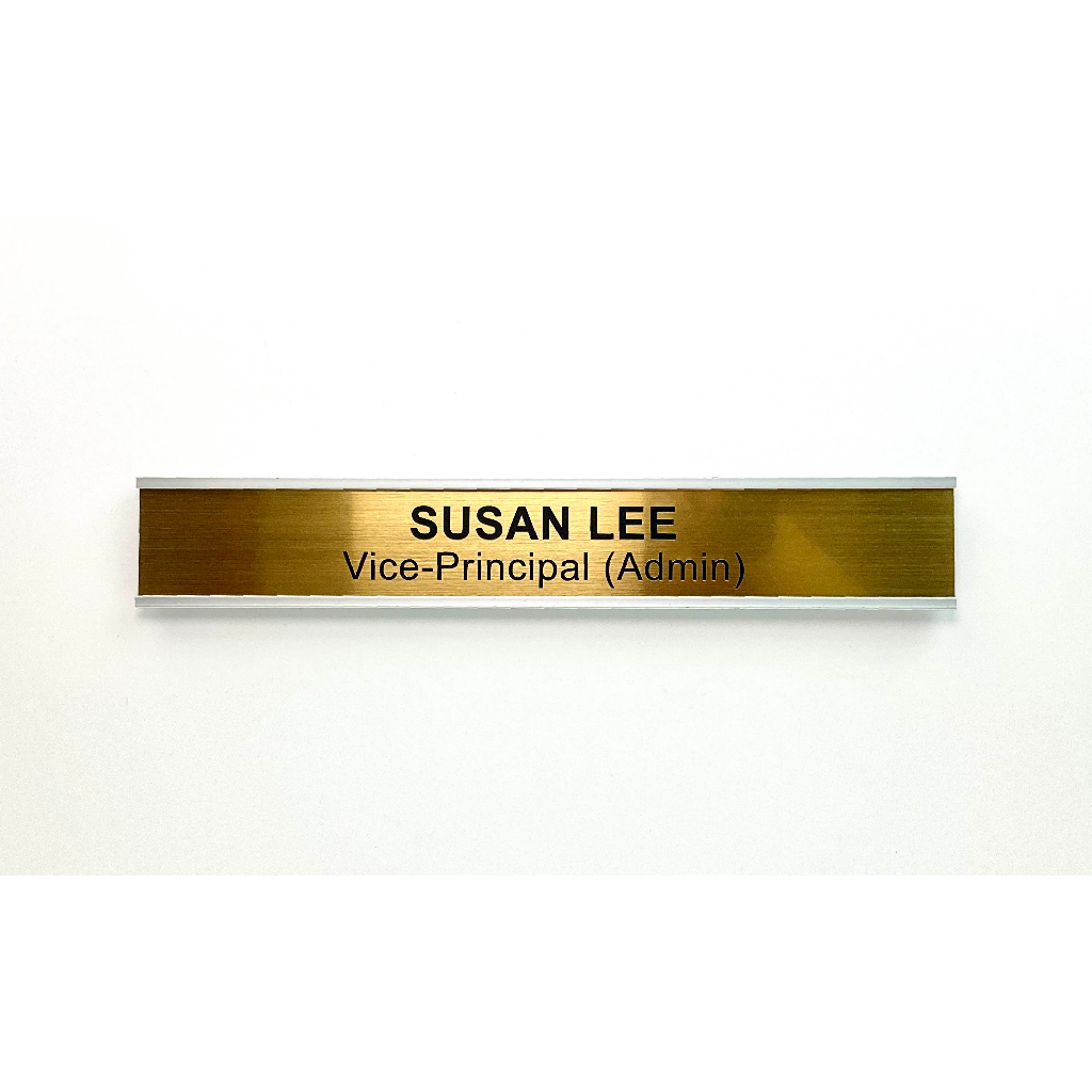 Aluminium Holder & Text on Gravoply Plate (250mm x 40mm) | BLACK TEXT ...