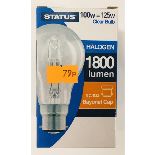 (2 pack) Status Halogen Clear Bulb BC/B22 Bayonet Cap 100W = 125W ...