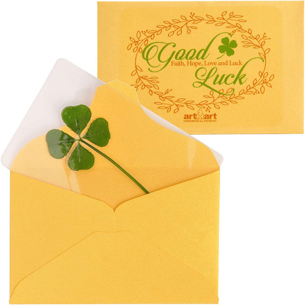 Genuine Real Four-Leaf Green Clover Bookmark Irish Shamrock Good Luck ...