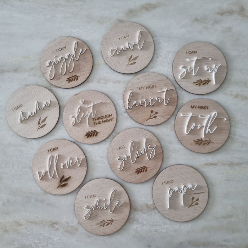 Made in SG | Personalised Wood Newborn Milestone Disc | Customised ...