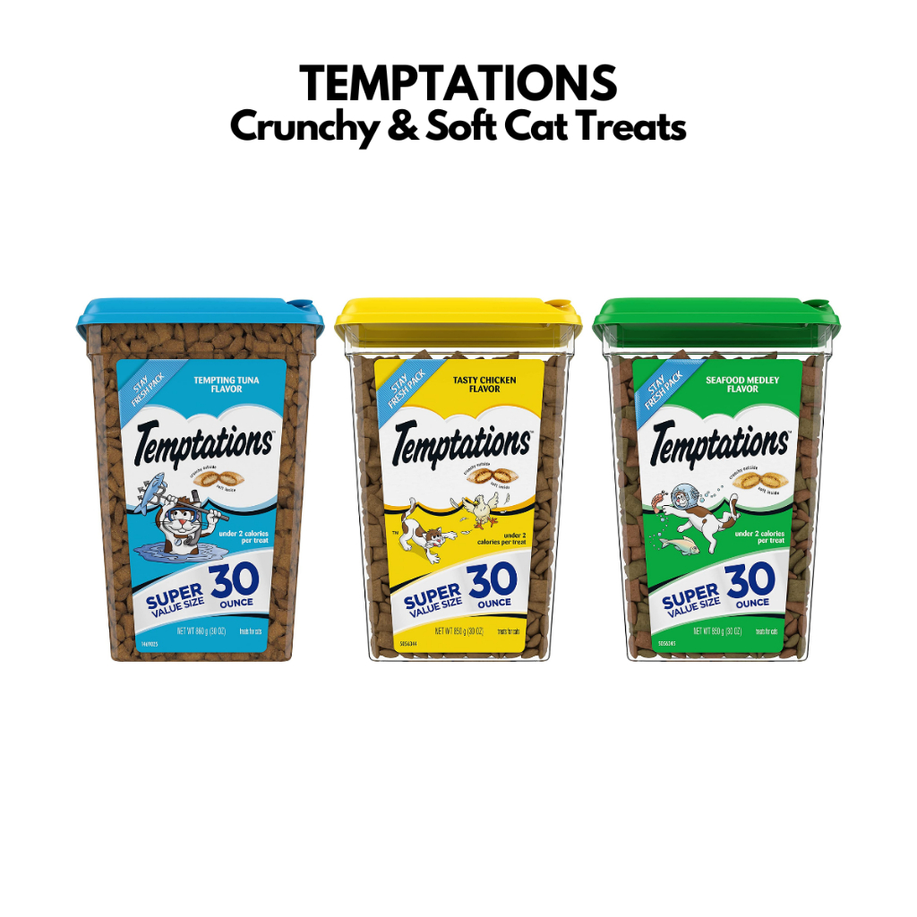 Temptations Crunchy & Soft Cat Treats - Tempting Tuna / Tasty Chicken ...