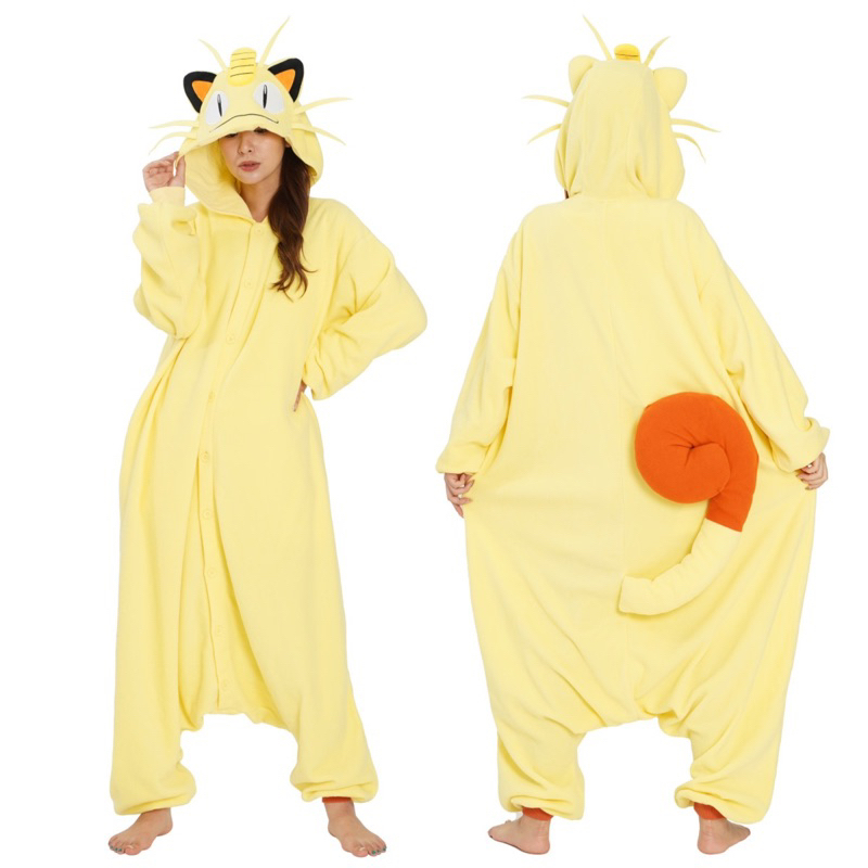 Meowth Pokémon Character Overall Kigurumi Onesie Pajamas Sleepwear ...