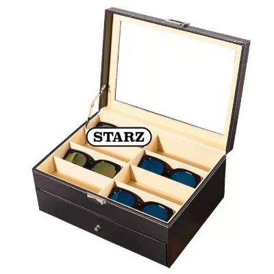 2 Tier Black PU 16 Spectacles Slots Storage Display Box, Sunglasses ...