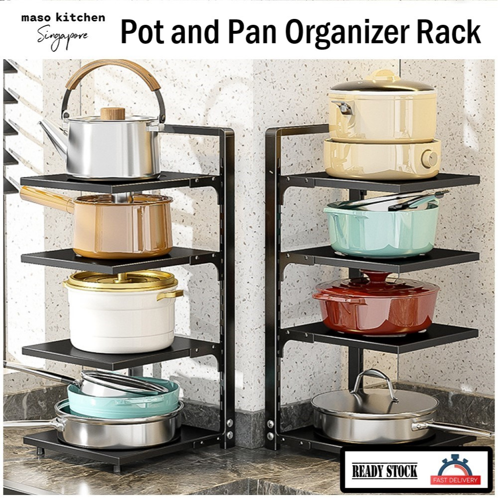 Pot and Pan Organizer Rack - 2/3/4 Tiers Saucepan Pot Organiser Rack ...