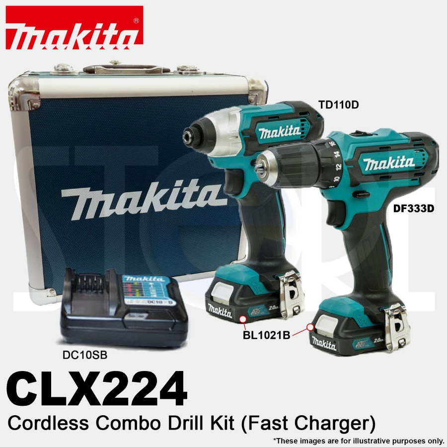 MAKITA 12V CLX224AX1 12V Li-Ion Cordless Combo Drill Driver Set (TD110D and DF333D) | Shopee ...
