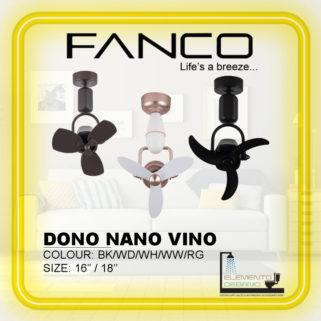 Fanco DC Corner Fan Dono Nano Vino 16 inch / 18 inch Black White Wood ...