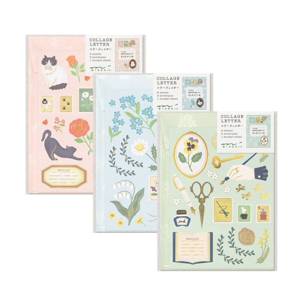 Midori Letter Set With Foil Stamping Stickers, Lined Paper Stationery ...