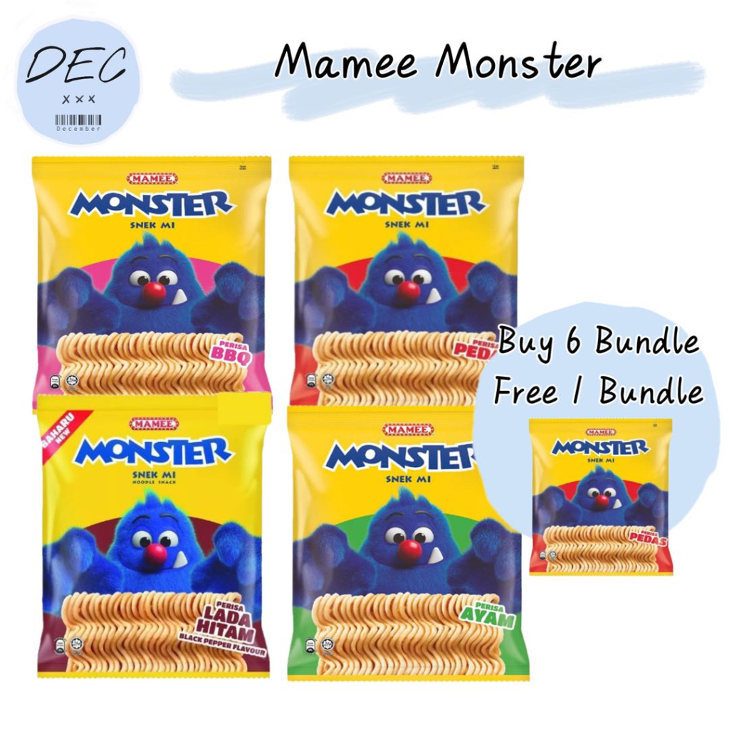 [Bundle of 3]Mamee Monster Family Pack BBQ/Spicy/Chicken/Black Pepper ...