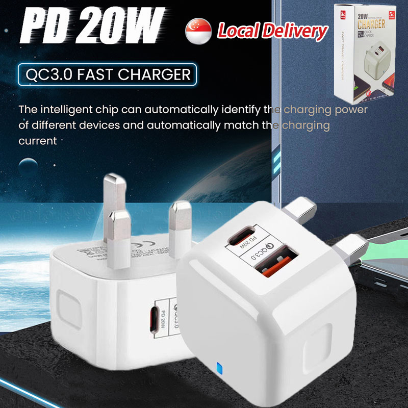 20W USB-C Power Adapter PD Fast Charger Plug Dual Port USB+Type-C ...