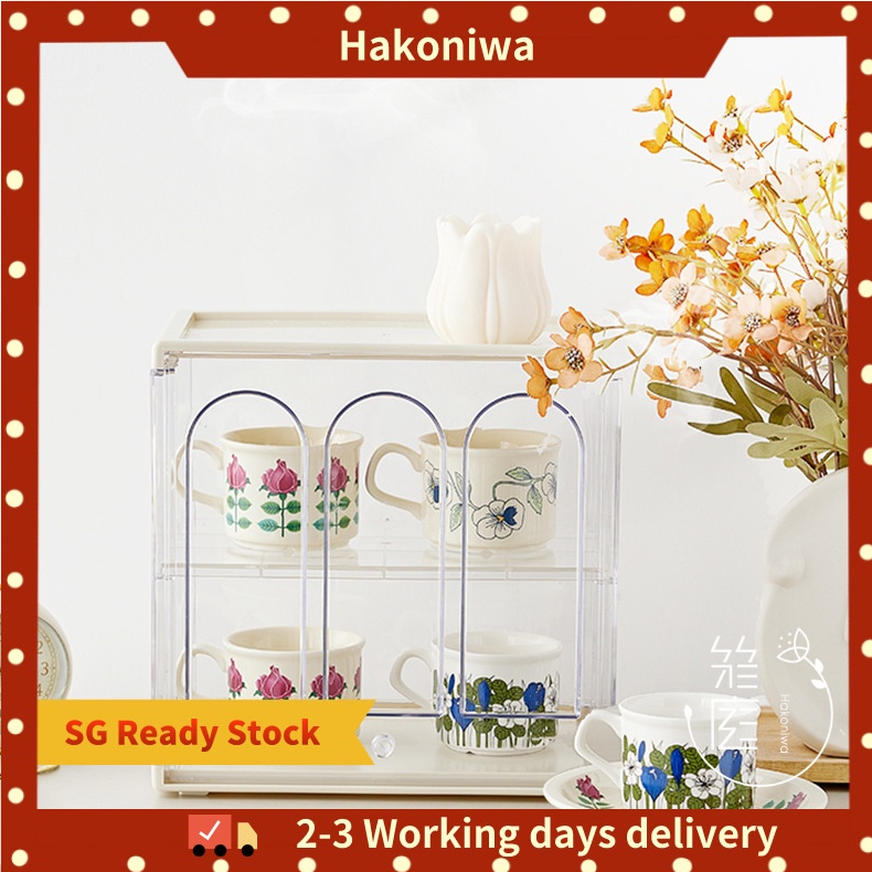 [SG Stock] Cup Storage Rack With Cover Desktop Multi-layer Transparent ...