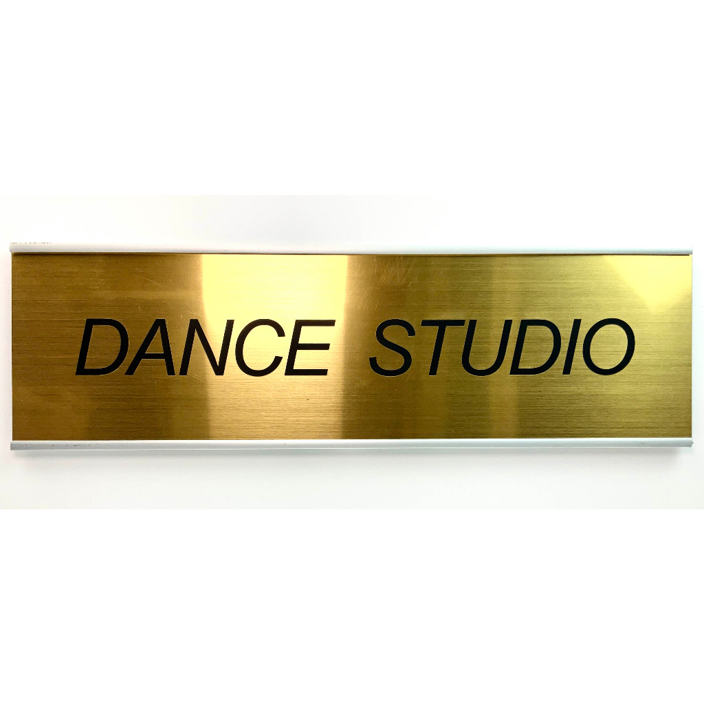 Aluminium Holder & Text on Gravoply Plate (400mm x 118mm) | BLACK TEXT ...