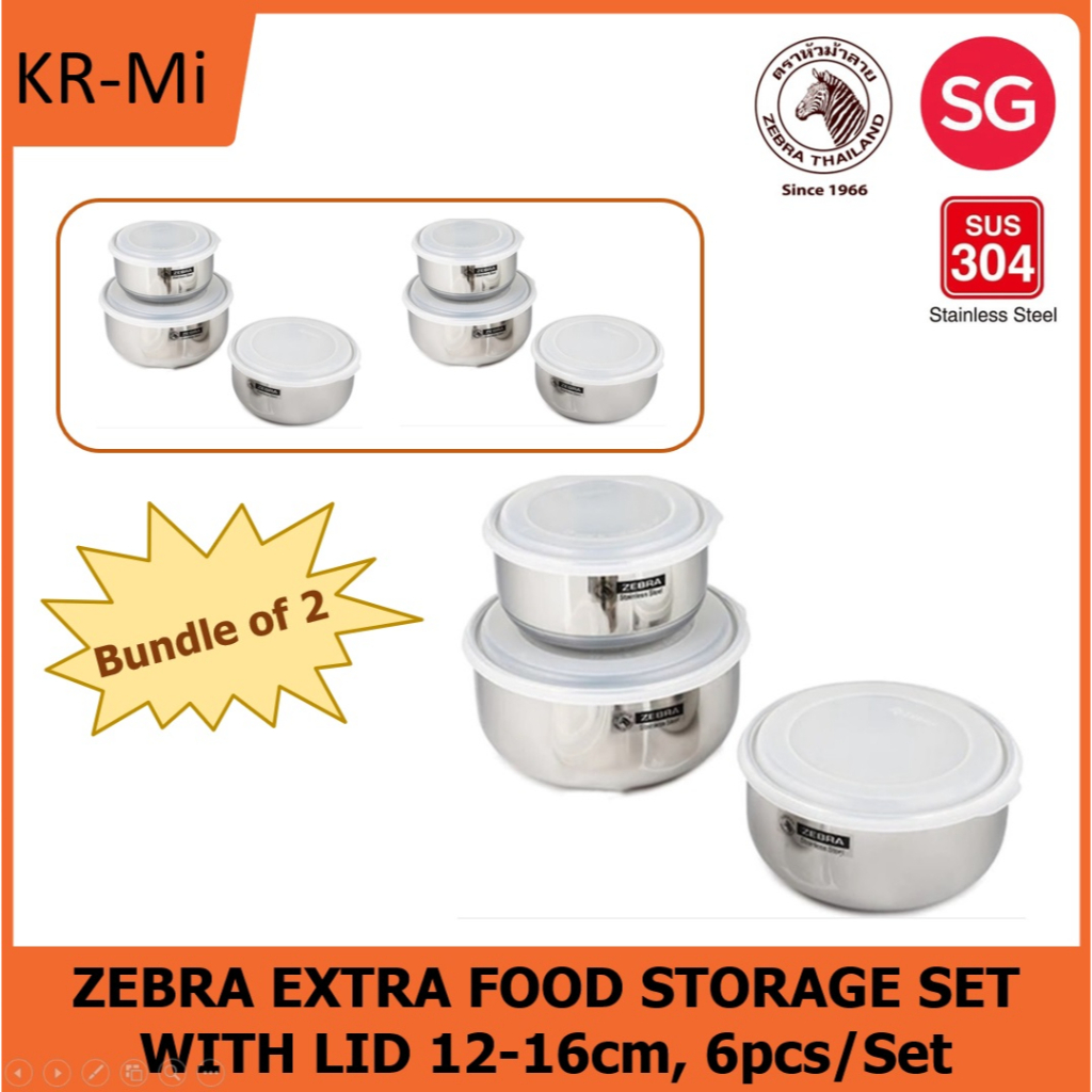 (BUNDLE OF 2) Zebra Extra Food Storage Set with Lid 12-16cm, 6pcs/Set ...