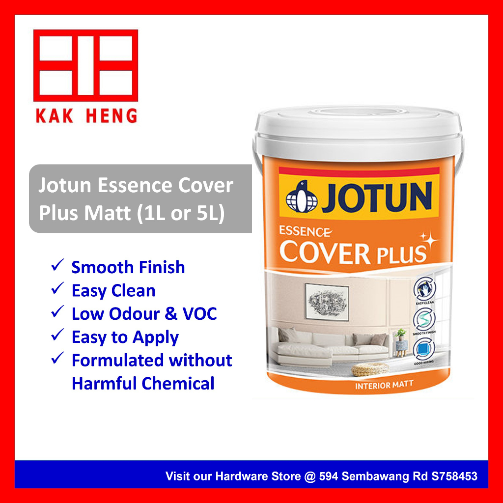 Jotun Essence Cover Plus Matt Paint (5L) Smooth Finish Easy to Apply Low Odour | Shopee Singapore