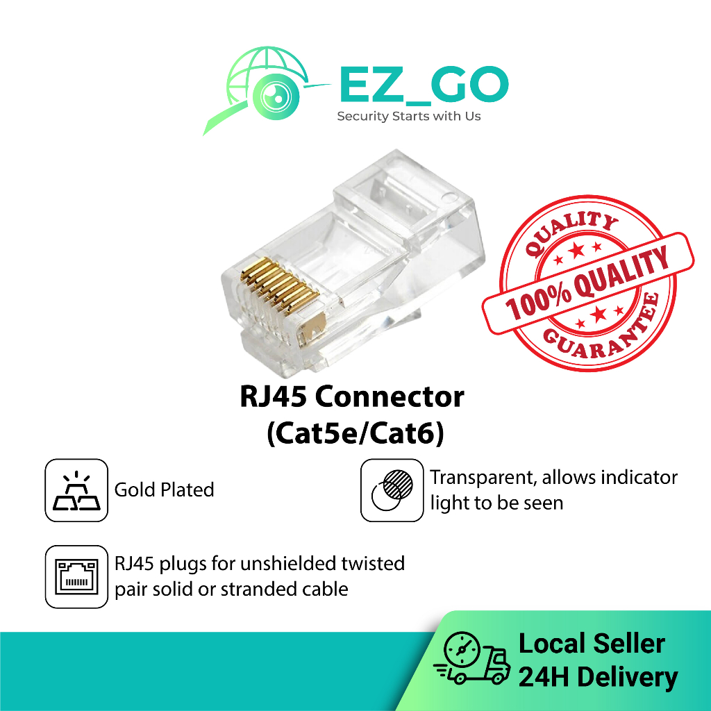 【$13 100PCS】RJ45 Connector CAT5E/CAT6 Ethernet Cable Head Plug Gold ...