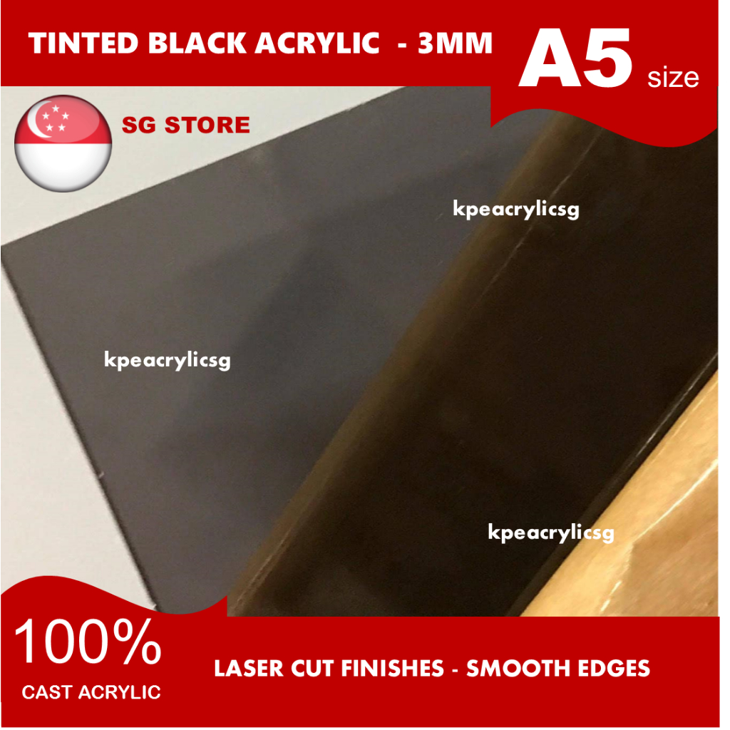 [Ready Stock] A5 Size Tinted Black Acrylic Sheet - Plexiglass - 3mm ...