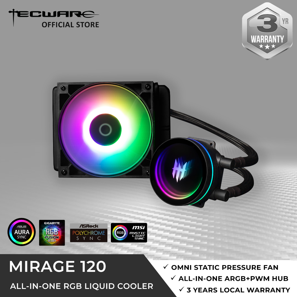 Tecware Mirage 120 / 240 / 360mm RGB AIO Liquid Cooler with OMNI ARGB ...