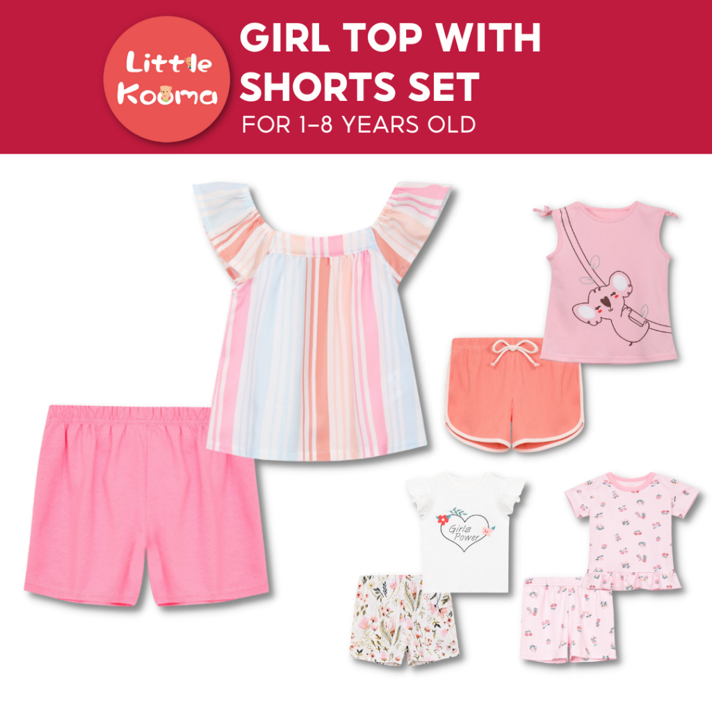 Little Kooma Baby Kids Girl Clothes Top With Shorts Set | Shopee Singapore