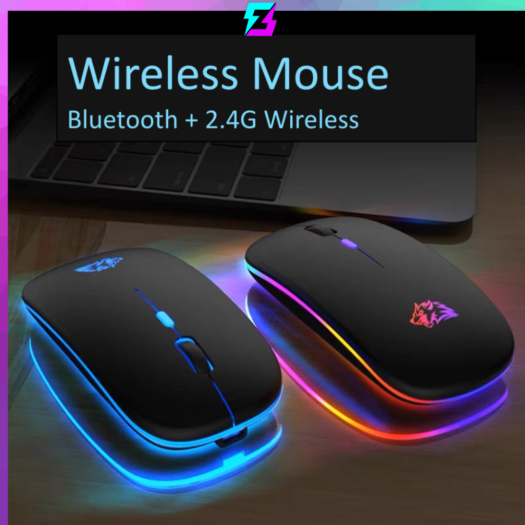 Z Tech Wireless Mouse Bluetooth 5.0 and Wireless 2.4G RGB Light ...