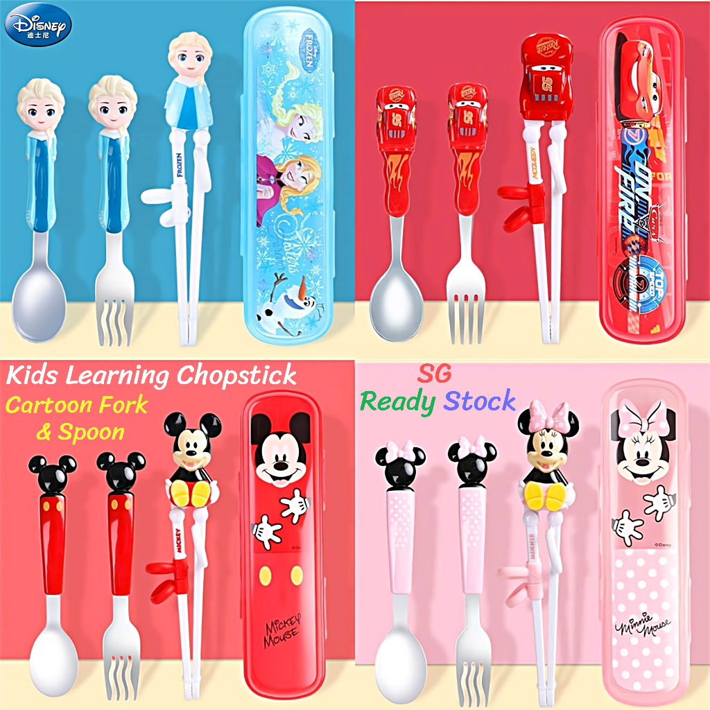 Disney Tableware / Kids Learning Chopsticks / Fork & Spoon / 3 in 1 ...