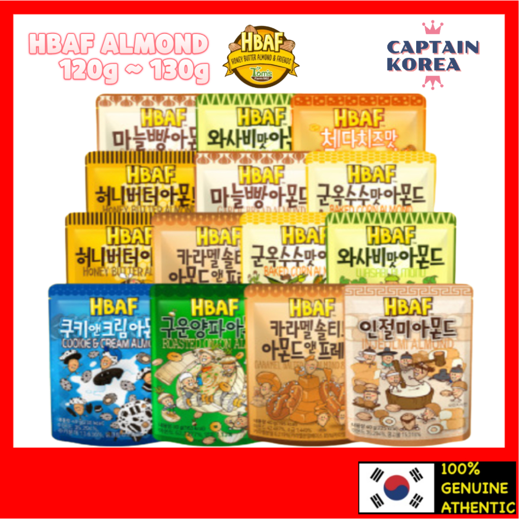 HBAF / Korean Almond Snack HBAF 12 Flavour Korea snack/ 120g ~ 40gHoney Butter Almond, Wasabi ...