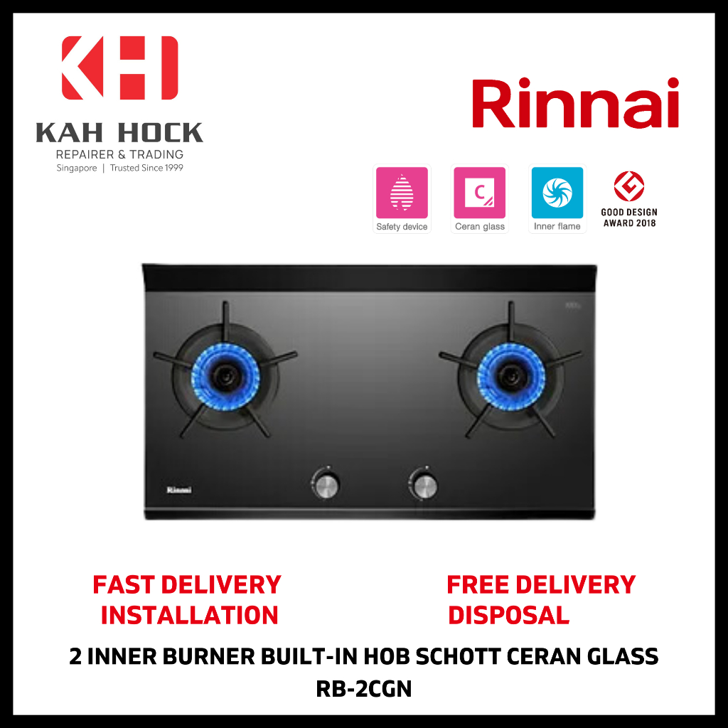 RINNAI RB-2CGN 2 INNER BURNER BUILT-IN HOB (BLACK) - 2 YEARS WARRANTY + FREE DELIVERY ...